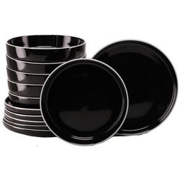 Creatable Tafelservice &raquo;Teller Set, Nordic Gourmet, Service 12-tlg.&laquo; Minimalistisches Design, Gl&auml;nzende Glasur, Nordische &Auml;sthetik schwarz Steinzeug 