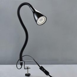 B.K.LICHT LED Klemmleuchte &raquo;Sirius&laquo; GU10 Warmwei&szlig; 3-stufig, dimmbar, flexibler Schwanenhals mit Silikonmantel schwarz 1, H: 60cm