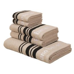 Bruno Banani Handtuch Set &raquo;Daniel, 1 Duschtuch 70x140, 2 Handt&uuml;cher 50x100, 2 G&auml;stet&uuml;cher 30x50&laquo; Set 5 Walkfrottee Streifen-Bord&uuml;re & Markenlogo, weich, 100% 