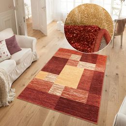 OTTO home Teppich &raquo;Melvin&laquo; rechteckig 8 mm H&ouml;he sch&ouml;n weich, Kurzflor Teppich Karo-Muster, Wohnzimmer, Esszimmer rot Kunstfaser B : 240cm 1 Stk., 8mm,