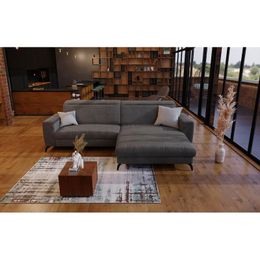 Sit & More sit&more Ecksofa &raquo;Bolero L-Form&laquo; grau 95%Polyester 5%Polyamid B/H/T: 290cm x 88cm x 178cm, Struktur weich, Recamiere rechts, ohne Kopfteilverstellung,