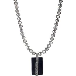 Kingka Herren Kette mit Anh&auml;nger &raquo;Schmuck Geschenk Edelstahl Halsschmuck Halskette&laquo; mit Achat - mit Muschelperle grau Perlen Silber 925 (