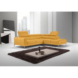 Egoitaliano Ecksofa &raquo;Claudie, Designsofa mit extrakomfortablem Sitzkomfort, L-Form&laquo; Inkl. Kopfteilverstellung, L-Form gelb Luxus-Microfaser (100% Polyester) Leder