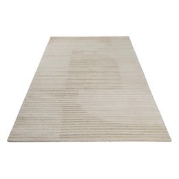 Wecon Home Teppich &raquo;Sven&laquo; rechteckig 18 mm H&ouml;he Gewebt, Hoch-Tief, pflegeleicht, Streifen Muster, Scandi, Wohnzimmer beige Kunstfaser B : 200cm 1 Stk.