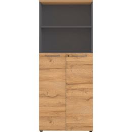 Germania Aktenschrank &raquo;GW-Agenda, Mehrzweckschrank, abschlie&szlig;bar,&laquo; optional mit 2 offenen F&auml;chern, Ma&szlig;e 80x197 cm, Made in Germany grau Holzwerkstoff 