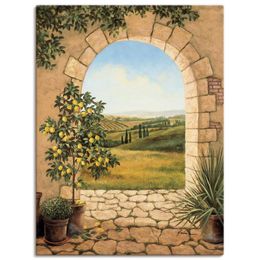 Artland Wandbild &raquo;Zitronenbaum vorm Torbogen&laquo; Fensterblick 1 Stk. tlg. als Leinwandbild, Poster in verschied. Gr&ouml;&szlig;en beige B/H/T: 30cm x 40cm, Leinwandbild 