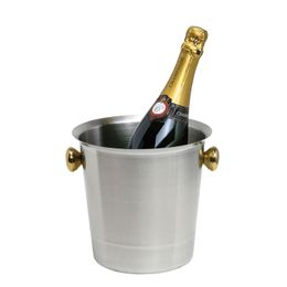 ich-zapfe Flaschenk&uuml;hler, Getr&auml;nkek&uuml;hler, Sekt-/Champagnerk&uuml;bel, 5,0 L - Edelstahl Matt & Goldfarbene Griffe - Luxus & Qualit&auml;t