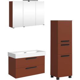 Welltime Badm&ouml;bel-Set &raquo;SALVADA, 3tlg-Set, ged&auml;mpfte Scharniere, Softclose, Keramikbecken&laquo; Ma&szlig;e (B/T/H): 140/47,5/200 cm braun MDF B/H/T: 140cmcm x 