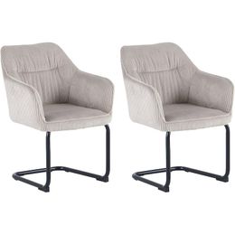 ByLiving Freischwinger &raquo;ELBA&laquo; (Set) 2 Stk.Grob-Cord, 110 kg, 180&deg; drehbar R&uuml;ckholfunktion, Schwingstuhlgestell Metall, Stoff B/H/T: 60cm x 85cm x 60cm
