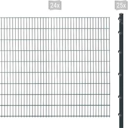 Arvotec Doppelstabmattenzaun &raquo;ESSENTIAL 183 zum Einbetonieren&laquo; Zaunh&ouml;he 183 cm, Zaunl&auml;nge 2 - 60 m grau Kunststoff, Stahl H/L: 183cm x 48m, Pfosten: 25 Stk.