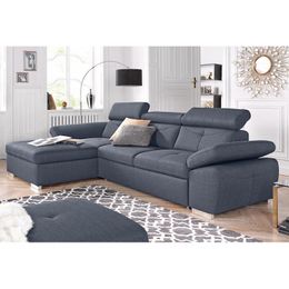 exxpo - sofa fashion Ecksofa &raquo;Spring, super bequem, mit Armteil- und Kopfteilfunktion&laquo; L-Form, wahlweise mit Bettfunktion und Bettkasten blau Luxus-