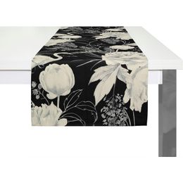 Adam Tischl&auml;ufer &raquo;Eden&laquo; GOTS organic,zertifiziert durch CERES 0242Made in Germany schwarz-wei&szlig; Bio-Baumwolle B/L: 150cm x 50cm, 1 Stk., rechteckig