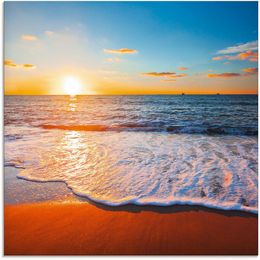 Artland Glasbild &raquo;Sonnenuntergang und das Meer&laquo; Strand 1 Stk. tlg. in verschiedenen Gr&ouml;&szlig;en blau B/H/T: 40cm x 40cm, Glasbild Strand, 1 Stk.