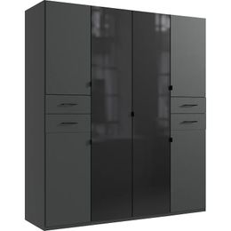 wimex Dreht&uuml;renschrank &raquo;Danzig&laquo; mit Schubladen auf bequemer H&ouml;he, mit Glast&uuml;ren schwarz Holzwerkstoff B/H/T: 180cm x 208cm x 58cm, Schubladen: 4 Stk. T&uuml;ren: