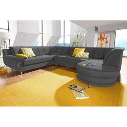 Trendmanufaktur Wohnlandschaft &raquo;Rondo, wahlweine mit Federkern, Breite 320cm, U-Form&laquo; inkl.Federkern, ohne Bettfunktion grau Softlux -Kunstleder;