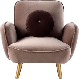 ATLANTIC HOME COLLECTION OTTO home Sessel &raquo;Ben&laquo; mit Welleunterfederung, inkl. Dekokissen und goldene Massivholzf&uuml;&szlig;e braun 100% Polyester Samtstoff, B/H/T: 90cm x 84cm x 83cm