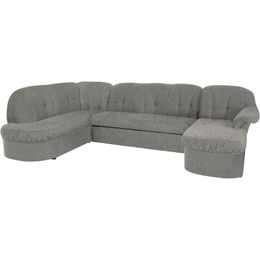 DOMO collection Wohnlandschaft &raquo;Pegnitz, zeitlos&modern, elegante R&uuml;ckensteppung, Breite 292cm, U-Form&laquo; wahlweise mit Bettfunktion grau 100% Polyester