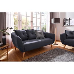 Home Affaire 2,5-Sitzer &raquo;Baggio modern und romantisches Design, bequem&laquo; Zierkissen inklusive blau B/H/T: 196cm x 80cm x 103cm, Struktur