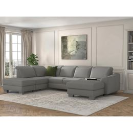 Sit & More sit&more Wohnlandschaft &raquo;Dundee U-Form&laquo; mit Federkern und Edelstahlf&uuml;&szlig;en, wahlweise mit Kopfteilverstellung silber B/H/T: 338cm x 86cm x 219cm, Luxus-