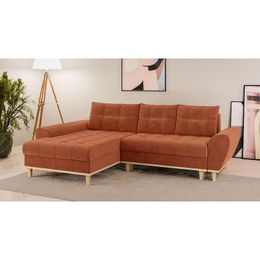 Home Affaire Ecksofa &raquo;Ahrdorf mit Bettfunktion und Bettkasten, Ma&szlig;e: B/H/T 268/86/175 cm&laquo; L-Form mit 3 R&uuml;ckenkissen und moderne gerundete Armlehnen 