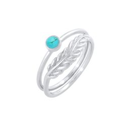 Elli Ring 'Feder' Damen Gr&ouml;&szlig;e 58 t&uuml;rkis / silber