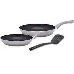 Kr&uuml;ger Pfannen-Set &raquo;Aluminium Pfannenset London, 3 tlg.&laquo; Aluminium Set, je 1 Bratpfanne &Oslash; 20 / 28 cm, 1 Pfannenwender, 3 Stk. tlg. f&uuml;r Induktions-Kochfelder 