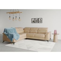 Sit & More sit&more Ecksofa &raquo;Sinatra L-Form&laquo; optinal mit Kopfteilverstellung und Armteilfunktion, Metallf&uuml;&szlig;e braun 100% Polyester B/H/T: 251cm x 85cm x 231cm, 
