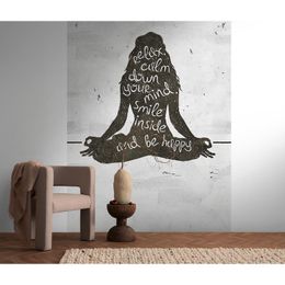 Livingwalls living walls Fototapete &raquo;THE WALL III Beton-Optik Tapete Motivtapete Meditation Beton&laquo; matt glatt Vliestapete Schriftzug f&uuml;r Schlafzimmer K&uuml;che 