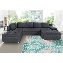 OTTO home Wohnlandschaft &raquo;Labene U-Form&laquo; wahlweise mit Schlaffunktion und Bettkasten grau Struktur fein (95% Polyester, 5% Polyamid);Luxus-Microfaser 