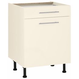 Wiho-K&uuml;chen wiho K&uuml;chen Unterschrank &raquo;Ela&laquo; Breite 60 cm, h&ouml;henverstellbare F&uuml;&szlig;e beige B/H/T: 60cm x 86,5cm x 58cm