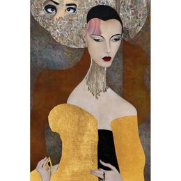 queence Acrylglasbild &raquo;Wandbild, Goldbild, Bild Kunstkopie, Frau mit verschiedenen Gesichtern&laquo; Abstrakte Fantasy Kunst Handveredelt mit Blattgold f&uuml;r 