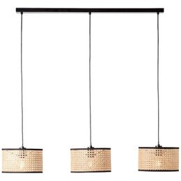 Brilliant Pendelleuchte &raquo;Wiley&laquo; E27 1 Stk. H&auml;ngelampe 3flg schwarz/holzfarbend schwarz 3, H: 125cm, 1 Stk.