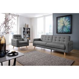 exxpo - sofa fashion 3-Sitzer &raquo;Nappa, Schlafsofa, bequem, zeitloses Design, L-Form&laquo; tolle Detailverarbeitung, mit Bettfunktion und Bettkasten grau 