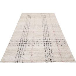 Esprit Hochflor-Teppich &raquo;Nora ESP-80336&laquo; rechteckig 30 mm H&ouml;he Shaggy, Langflor, mit Karo-Muster, Wohnzimmer wei&szlig; Polyester B : 120cm 1 Stk., 30mm, L: 170cm