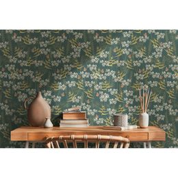 Livingwalls living walls Vliestapete &raquo;Drawn Into Nature Pflanzen-Tapete Mustertapete Floral Natur&laquo; matt strukturiert Vliestapete Bl&auml;tter f&uuml;r Schlafzimmer K&uuml;che 