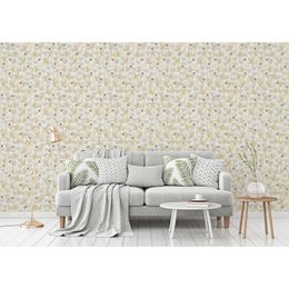 Livingwalls living walls Vliestapete &raquo;Drawn Into Nature Pflanzen-Tapete Mustertapete Floral Natur&laquo; matt strukturiert Vliestapete Bl&auml;tter f&uuml;r Schlafzimmer K&uuml;che 