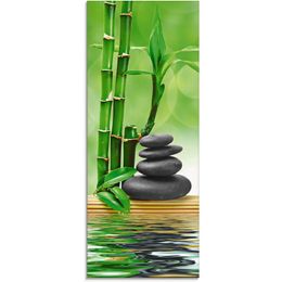 Artland Glasbild &raquo;Spa Konzept Zen Basaltsteine&laquo; Zen 1 Stk. tlg. in verschiedenen Gr&ouml;&szlig;en gr&uuml;n B/H/T: 50cm x 125cm, Glasbild Zen, 1 Stk.
