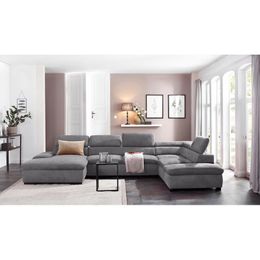 OTTO home Wohnlandschaft &raquo;Alberto U-Form&laquo; mit Kopfteilverstellung, wahlweise mit Schlaffunktion grau 90% Polyester, 10% Polyamid;Microfaser in 