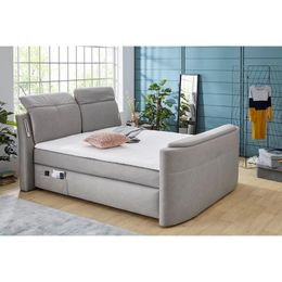Jockenh&ouml;fer Boxspringbett &raquo;Movie Star in der Gr&ouml;&szlig;e 180x200cm&laquo; mit versenkbarem TV-Lift und Fernbedienung, verstellbare Kopfst&uuml;tzen grau Bezug Bett: Microfaser (