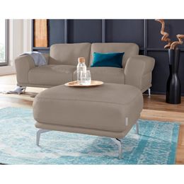 W.Schillig Hocker &raquo;montanaa&laquo; mit Metallf&uuml;&szlig;en in Silber matt, Breite 71 cm braun B/H/T: 71cm x 42cm x 71cm, Longlife Xtra-Leder Z59