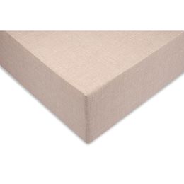 ZO HOME Spannbettlaken &raquo;Lino&laquo; Laken aus 100% Baumwolle, Leinen Optik, Print, Betttuch ab 90x200 beige Renforc&eacute;, Obermaterial: 100% Baumwolle B/L: 90cm