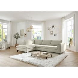 Die PlanBar Ecksofa &raquo;MP-IN24153, L-Form, Breite 289 cm&laquo; wahlweise mit Schlaffunktion und verstellbaren Kopfst&uuml;tzen beige 100% Polyester B/H/T: 289cm x