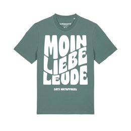 Watapparel Shirt 'Moin liebe Leude' Herren Gr&ouml;&szlig;e S gr&uuml;n / wei&szlig;