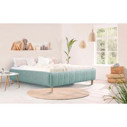 Home Affaire Polsterbett &raquo;Tarje&laquo; in 5 Breiten, auch in &Uuml;berl&auml;nge 220 cm, incl. Roll-Lattenrost blau Struktur fein (100% Polyester) Liegefl&auml;che L&auml;nge B