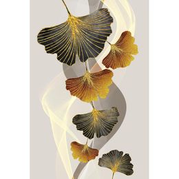 queence Leinwandbild &raquo;Ginkgo in Gold und Grau, Canvas Bild von Hand bespannt&laquo; 1 Stk. tlg. Zeitlose Ginkgo-Motive in hellen Farben beige B/H/T: 30cm x 