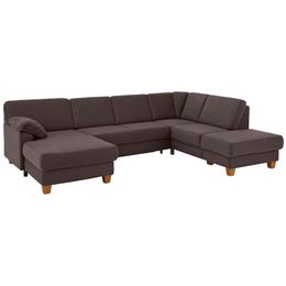 Home Affaire Wohnlandschaft &raquo;Belfort U-Form&laquo; mit Federkern, wahlweise mit Schlaffunktion und Stauraum braun Luxus-Microfaser Vintageoptik(100% 