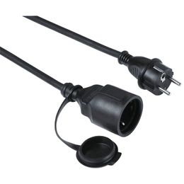 Hama Verl&auml;ngerungskabel &raquo;Outdoor&laquo; 1.000 cm IP44, Schutzdeckel schwarz Kabeltyp H05RR-F und 3680 W max. Anschlussleistung