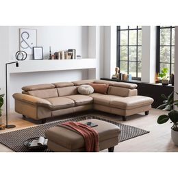 Home Affaire Ecksofa &raquo;Pilot L-Form&laquo; mit Kopfteilverstellung, wahlweise mit Schlaffunktion & Bettkasten braun 100% Polyester; Feinstruktur 75000 