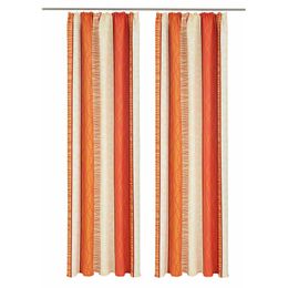 OTTO home Vorhang &raquo;Gosen&laquo; Kr&auml;uselband 2 Stk. tlg. Gardine, Fertiggardine, 2er Pack orange Microfaser, Polyester 245cm, Kr&auml;uselband, 140cm