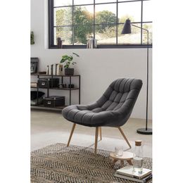 Salesfever Relaxsessel &raquo;Toulon - Komfortabler Loungesessel&laquo; mit XXL-Steppung, mit schwarzen oder naturfarbenen Beinen grau Polyester Samt, B/H/T: 76cm